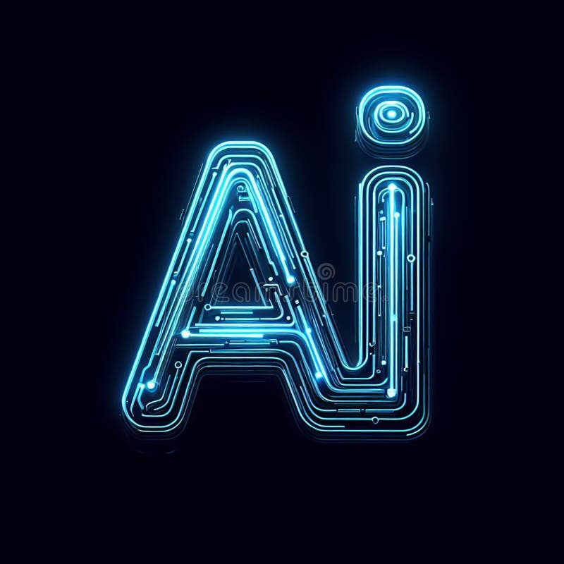 Artificial Intelligence Logo on Dark Blue Background. AI Generated Stock Illustration ...
