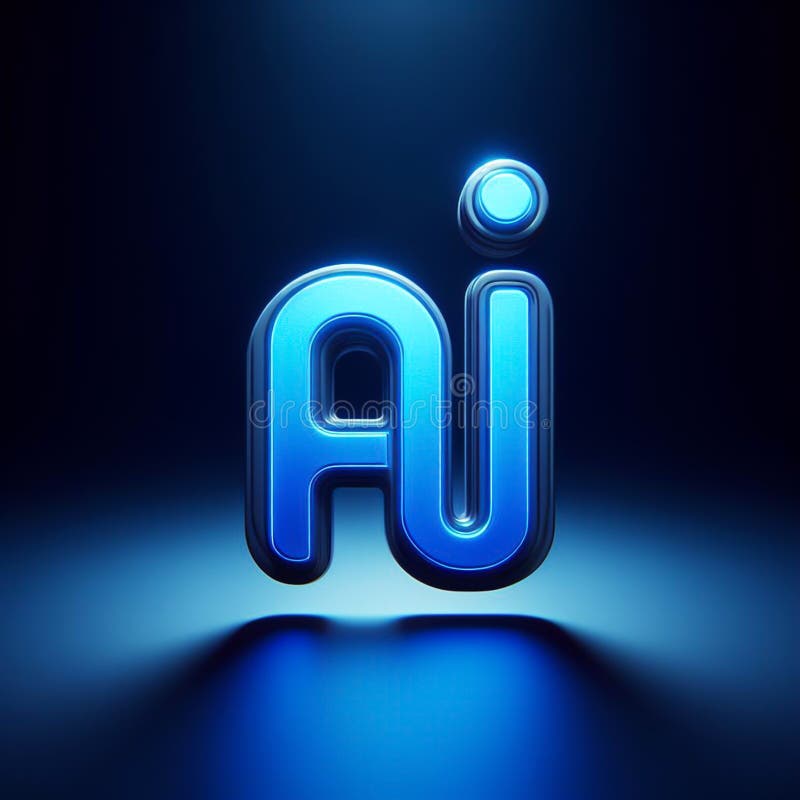 Artificial Intelligence Logo on Dark Blue Background. AI Generated Stock Illustration ...