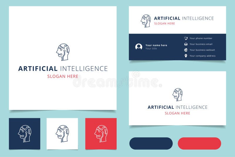 Artificial Intelligence Logo Design with Editable Slogan. Branding Book ...