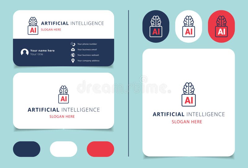 Artificial Intelligence Logo Design with Editable Slogan. Branding Book ...