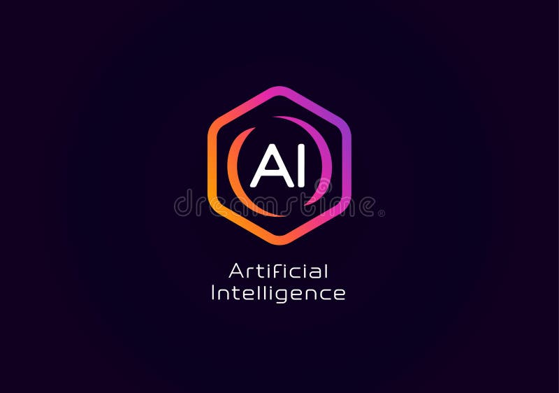 Artificial Intelligence Logo with Hexagon Frame and Curved Color ...