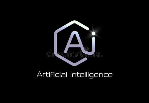 Artificial Intelligence Logo in Hexagon Liner Shape, Glowing Tech ...