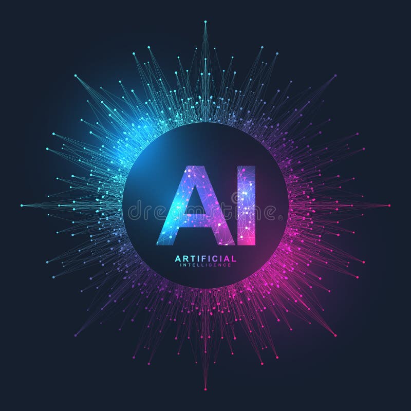 Artificial Intelligence Logo Plexus Effect. Artificial Intelligence and Machine Learning Concept ...