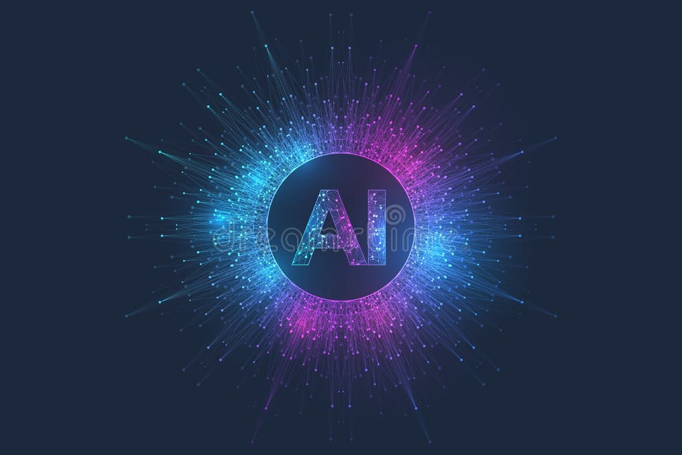 Artificial Intelligence Logo Plexus Effect. Artificial Intelligence and Machine Learning Concept ...