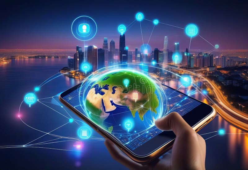 Artificial Intelligence Looking at Smart City Stock Illustration ...