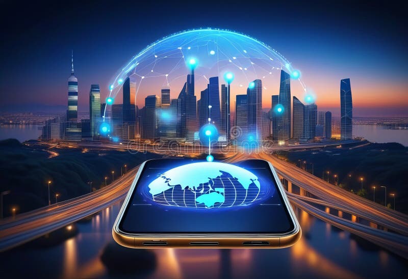 Artificial Intelligence Looking at Smart City Stock Illustration ...