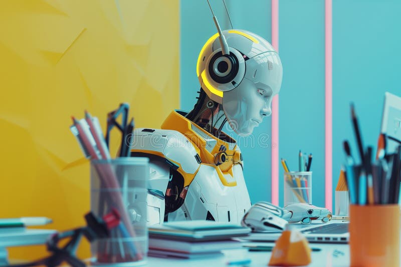 Artificial Intelligence Machine Futuristic Teacher Humanoid Robot ...