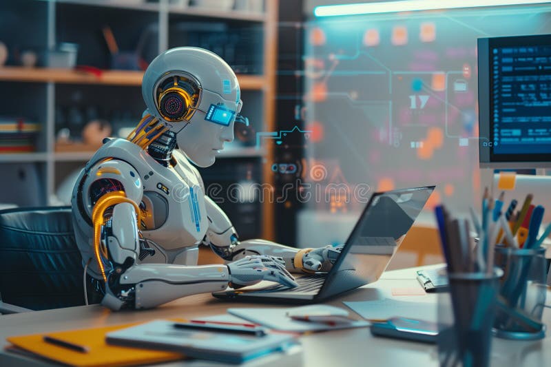 Artificial Intelligence Machine Futuristic Teacher Humanoid Robot ...