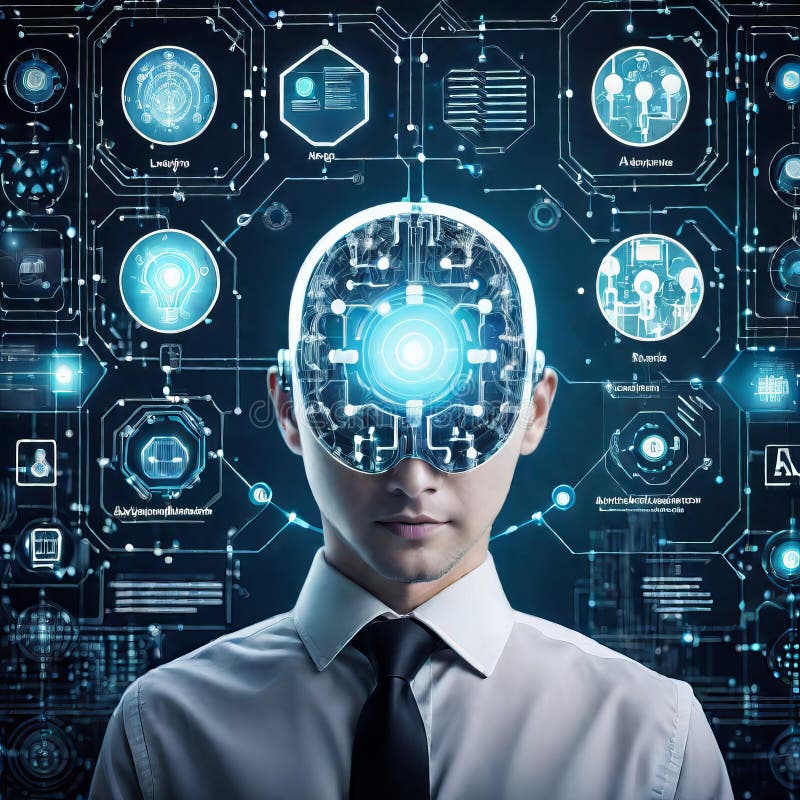 Humanoid Robot with Artificial Intelligence Stock Illustration ...