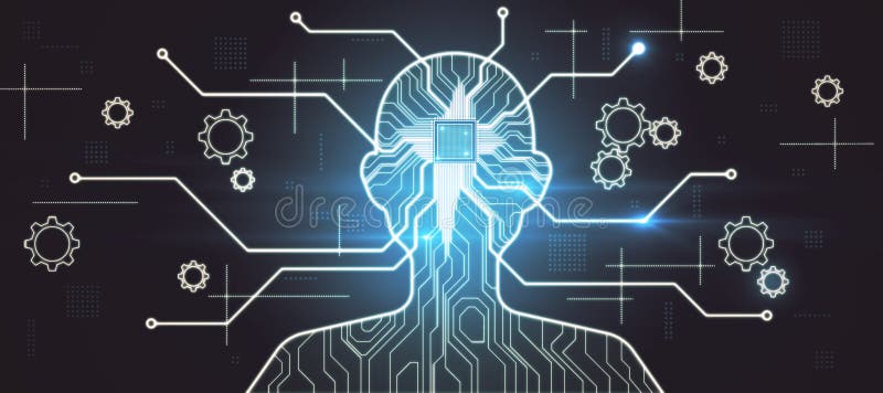 Artificial Intelligence and Machine Learning Concept with Digital Human ...