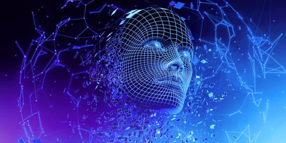 Artificial Intelligence Machine Learning. Digital Human Face Stock ...