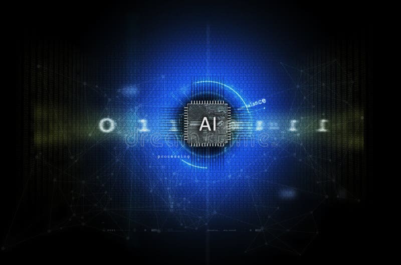Artificial Intelligence and Machine Learning Illustration Blue Stock ...