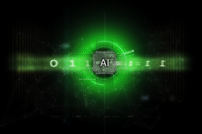 Artificial Intelligence and Machine Learning Illustration Dark Green ...