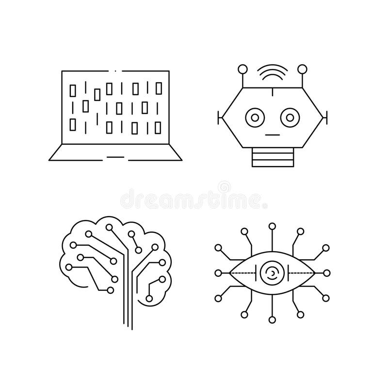 Artificial Intelligence and Machine Learning Line Icon Stock Vector ...
