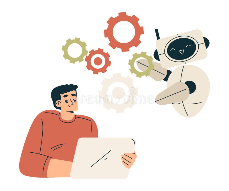 Artificial Intelligence with Man Character at Tablet with Chatbot ...