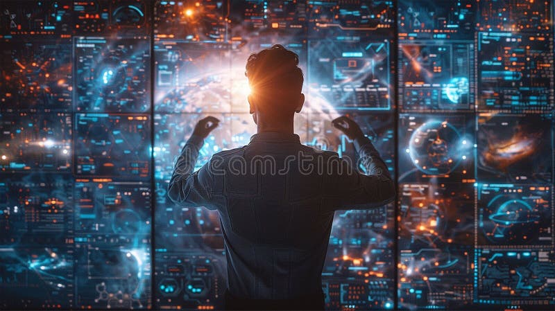 Artificial Intelligence. Man Using Technology Smart AI Stock ...