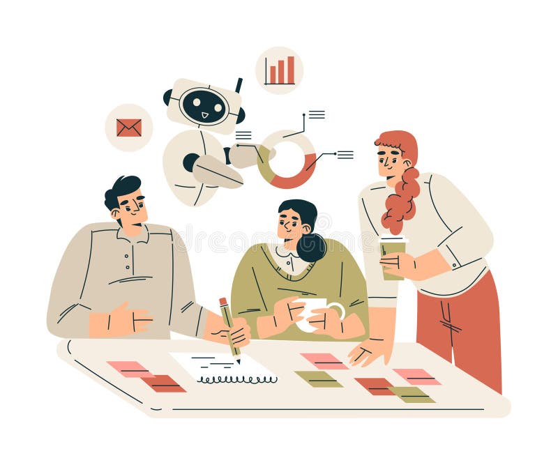 Artificial Intelligence with Man and Woman Character Discuss Business ...