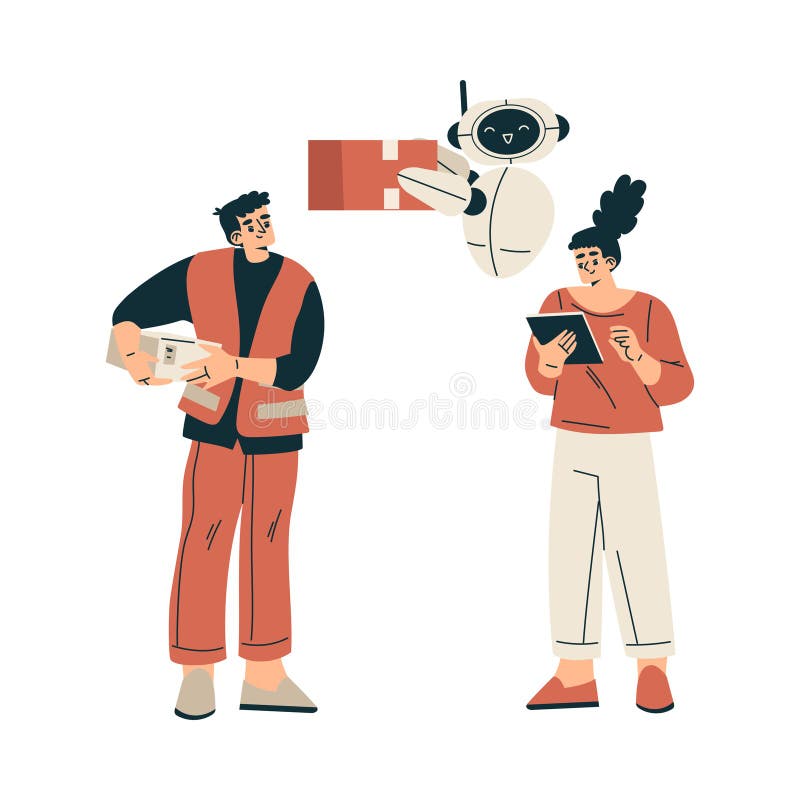 Artificial Intelligence with Man and Woman Character Use Bot Delivery ...