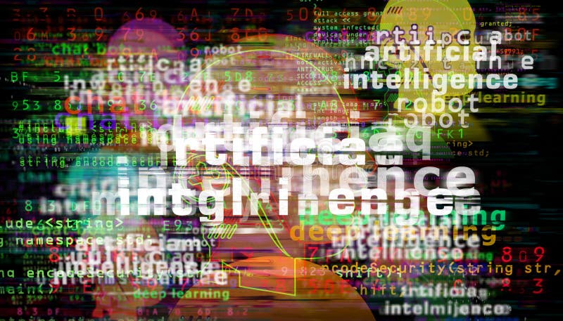 Artificial Intelligence Media and Abstract Screen 3d Illustration Stock ...