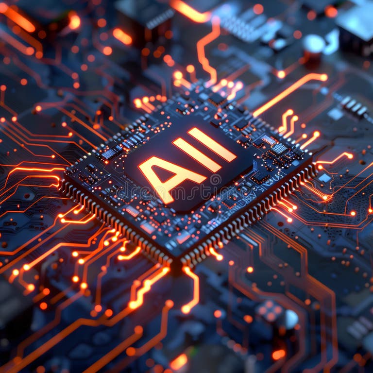 Artificial Intelligence Micro Chip Background. Stock Illustration ...