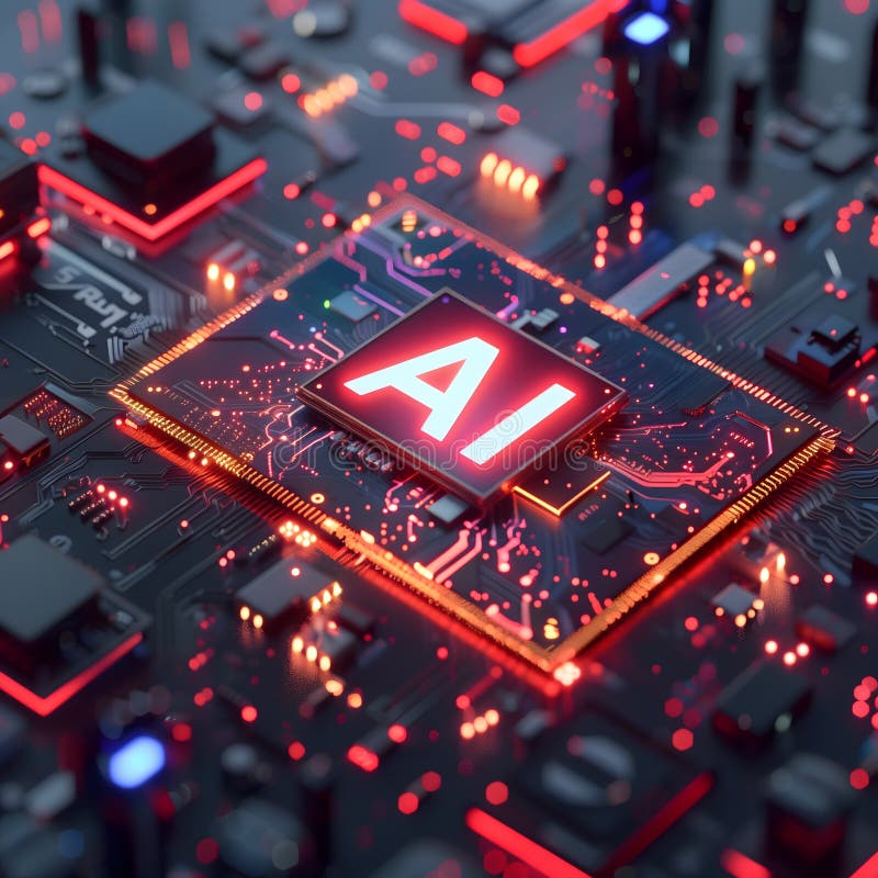 Artificial Intelligence Micro Chip Background. Stock Illustration ...