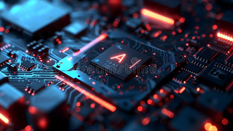 Artificial Intelligence Micro Chip Background. Stock Image - Image of ...