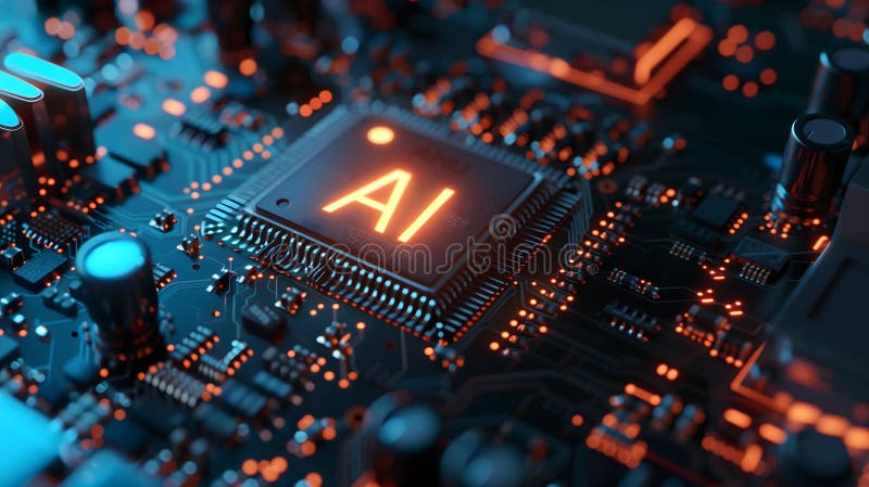 Artificial Intelligence Micro Chip Background. Stock Illustration ...
