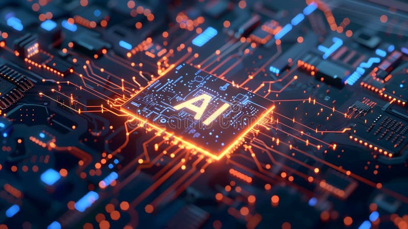Artificial Intelligence Micro Chip Background. Stock Photo - Image of ...