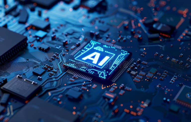 Artificial Intelligence Micro Chip with AI Text on Chip Stock Photo ...