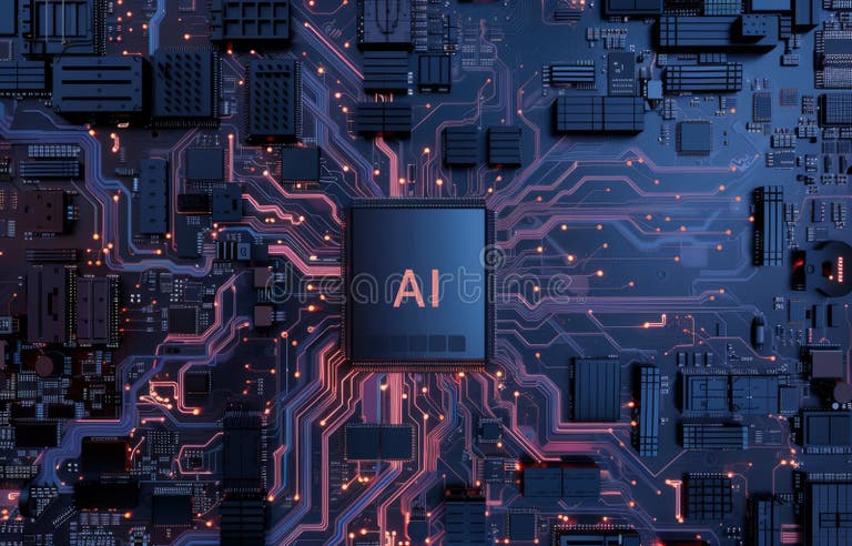 Artificial Intelligence Micro Chip with AI Text on Chip Stock Image ...