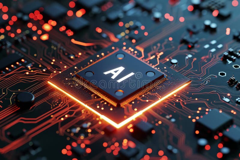 Artificial Intelligence Micro Chip with AI Text on Chip Stock Image ...