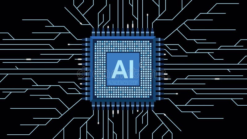 Artificial Intelligence Micro Chip Animation. Quantum Computing ...