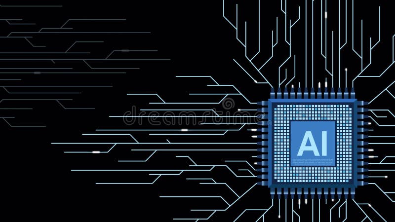 Artificial Intelligence Micro Chip Animation. Quantum Computing ...