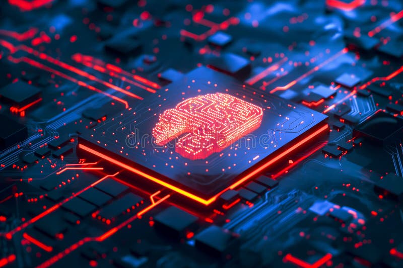 Artificial Intelligence Micro Chip Stock Illustration - Illustration of ...