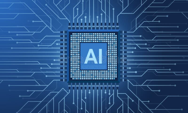 Artificial Intelligence Micro Chip Illustration. Quantum Computing ...