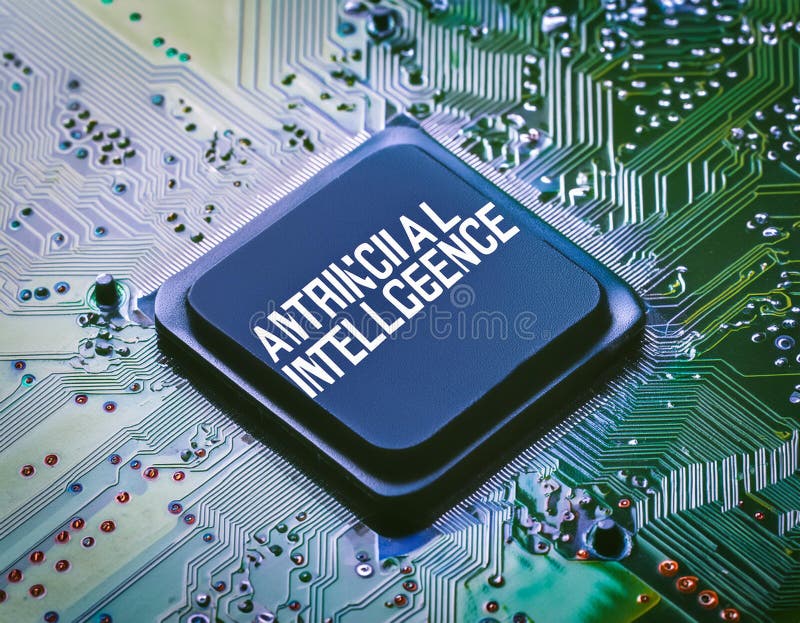 Artificial Intelligence Micro Chip with Text on Chip Stock Illustration ...