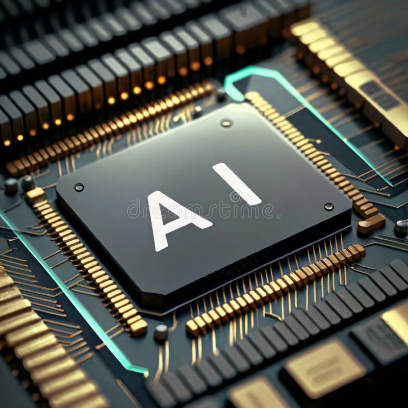 Micro Chip with Text "AI" on Chip Stock Illustration - Illustration of ...