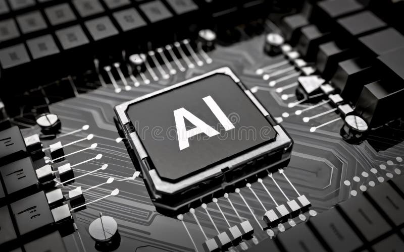 Micro Chip with Text "AI" on Chip Stock Illustration - Illustration of ...