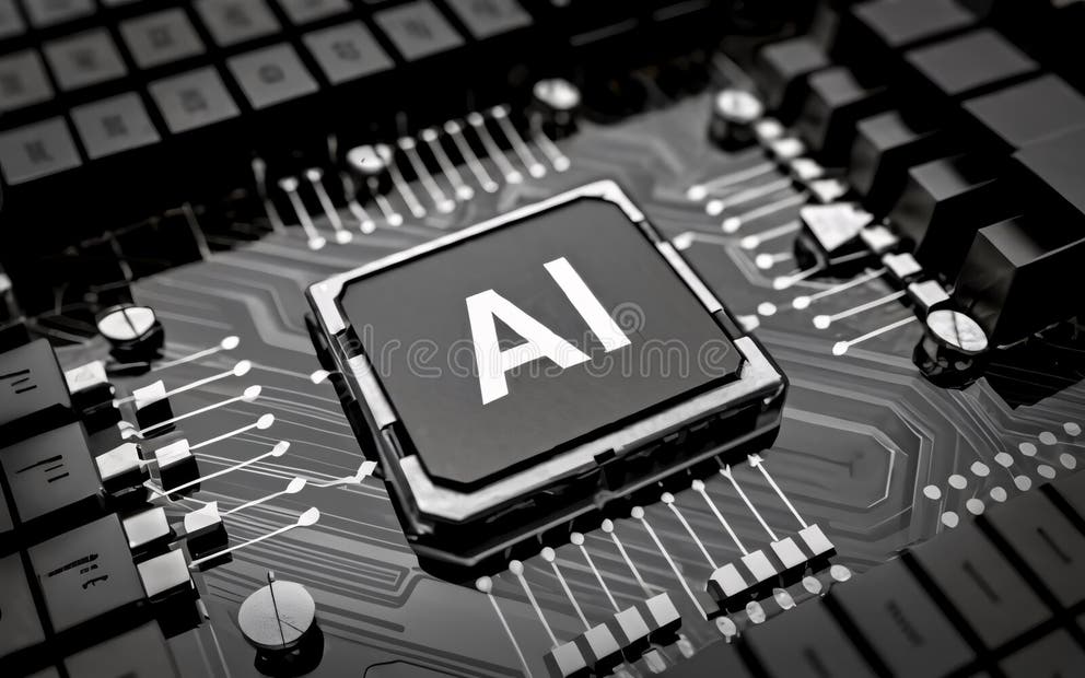 Micro Chip with Text "AI" on Chip Stock Illustration - Illustration of ...