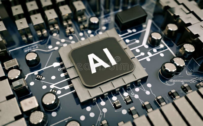 Micro Chip with Text "AI" on Chip Stock Illustration - Illustration of ...