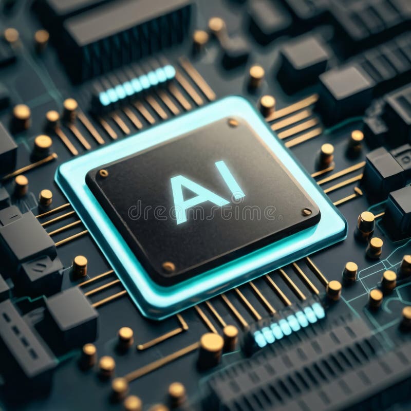 Micro Chip with Text "AI" on Chip Stock Illustration - Illustration of ...