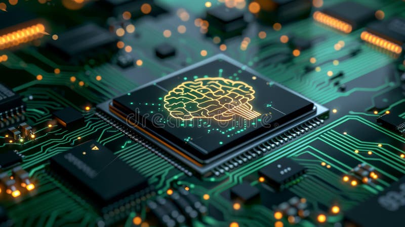 Artificial Intelligence on Microchip Circuit Board Stock Illustration ...