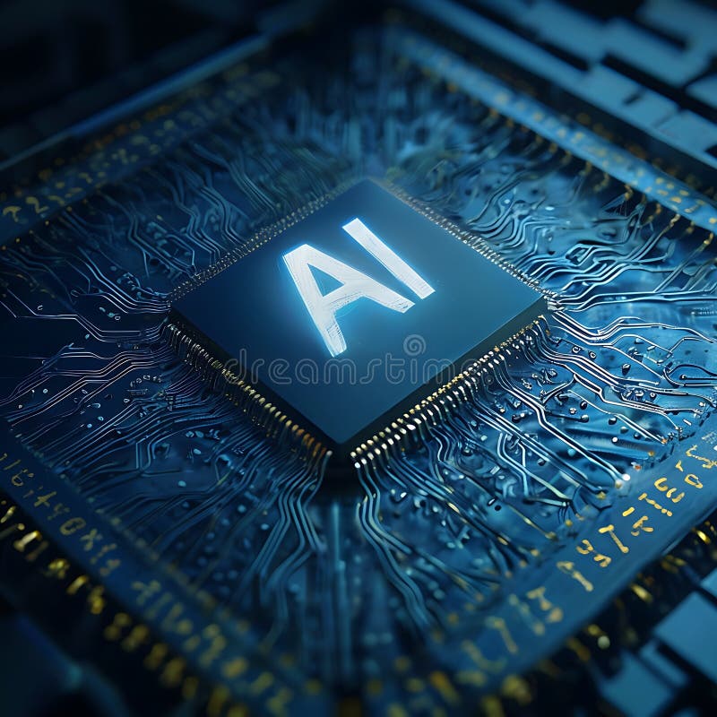 Artificial Intelligence Microchip Stock Illustration - Illustration of ...