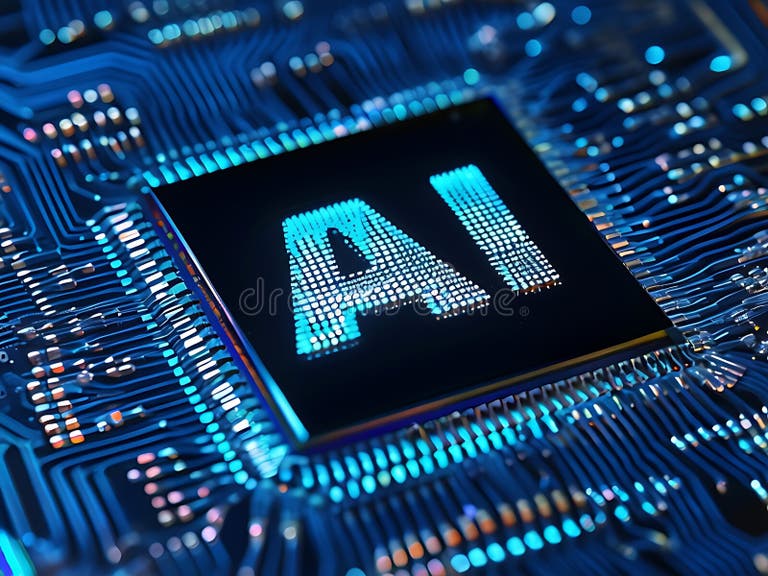 Artificial Intelligence Microchip Stock Illustration - Illustration of ...