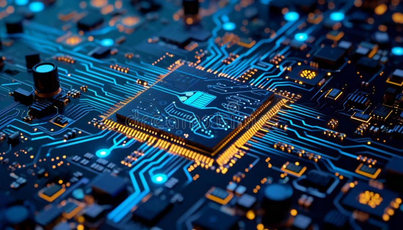 The Artificial Intelligence Microchip is Depicted on the Board Stock ...