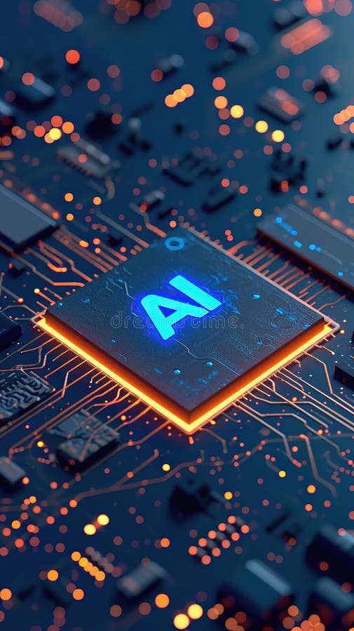 Artificial Intelligence Microchip. Microprocessor with AI Technology ...