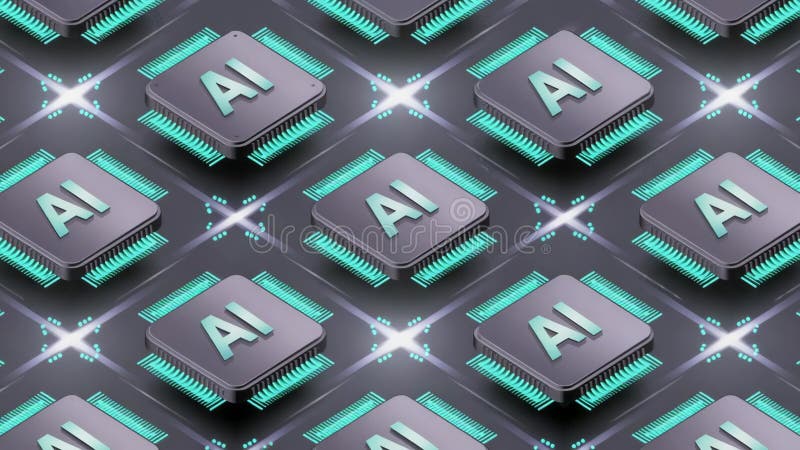 Artificial Intelligence Microchips Creating Futuristic Network Grid ...