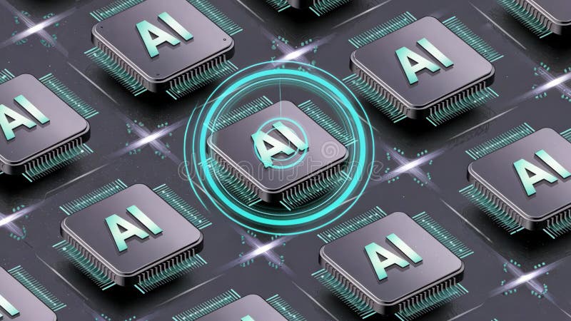 Artificial Intelligence Microchips Powering Future Technologies. Stock ...
