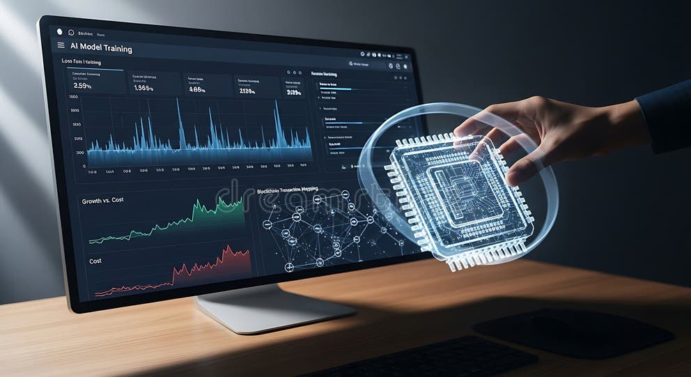 Artificial Intelligence Model Training Displayed on Monitor with ...
