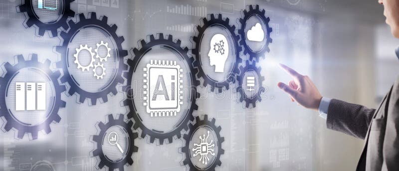Artificial Intelligence and Modern Gears Technologies Concept Stock ...